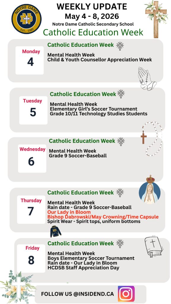 Weekly Update – May 4 – 8, 2026 Catholic Education Week | Notre Dame ...