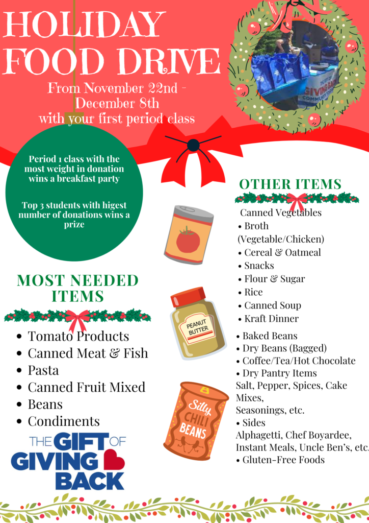 Holiday Food Drive | St. Thomas Aquinas Catholic Secondary School, Oakville